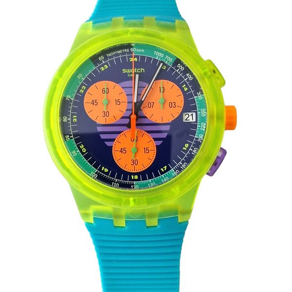 Orologio Chrono SWATCH NEON WAVE SUSJ404 cronografo con datario ...