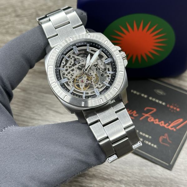 Bundle 2 Watchâ AUTOMATICâ Fossil Privateer Silver Steel Skeleton Men's ...