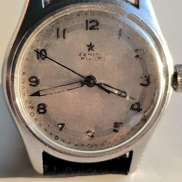 Zenith Pilot Military Swiss Vintage Stainlless Steel Winding Men's ...