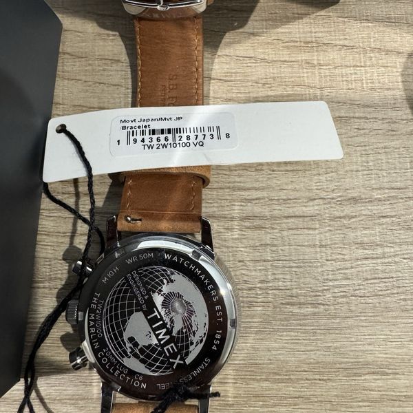 Timex Marlin Chronograph Tachymeter brown leather green dial 40mm ...