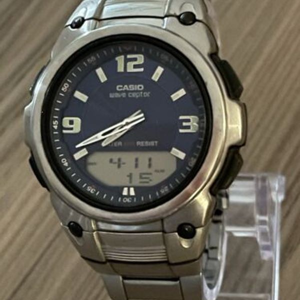 CASIO Wave Ceptor WVA-109HU Menâ s Watch. 38mm Face, 50 Meter W/R ...