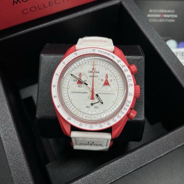 Swatch X Omega Moonswatch Speedmaster Mission to Mars Red White Quartz ...