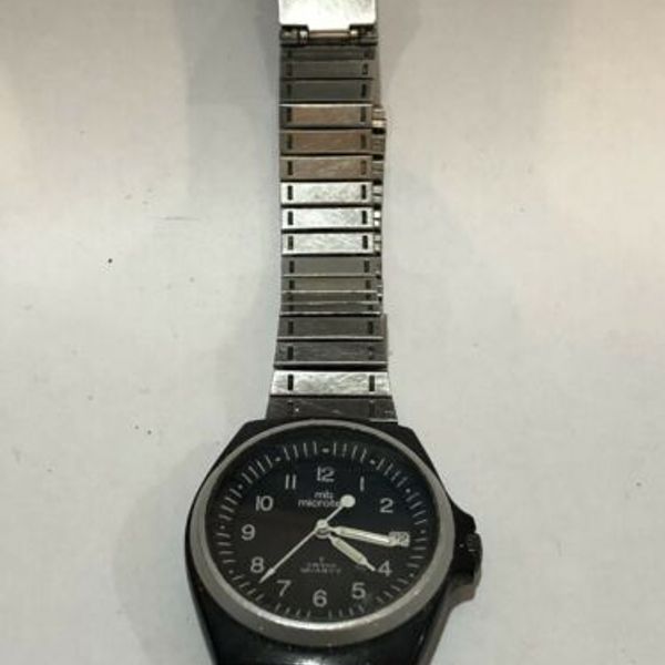 Vintage MB Microtec Watch. Black Metal Band. Swiss. Traser Night ...
