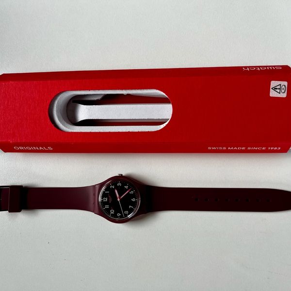 SWATCH WATCH, Women's "Thru The Crown Glass" SO28R115 Quartz, Burgundy ...
