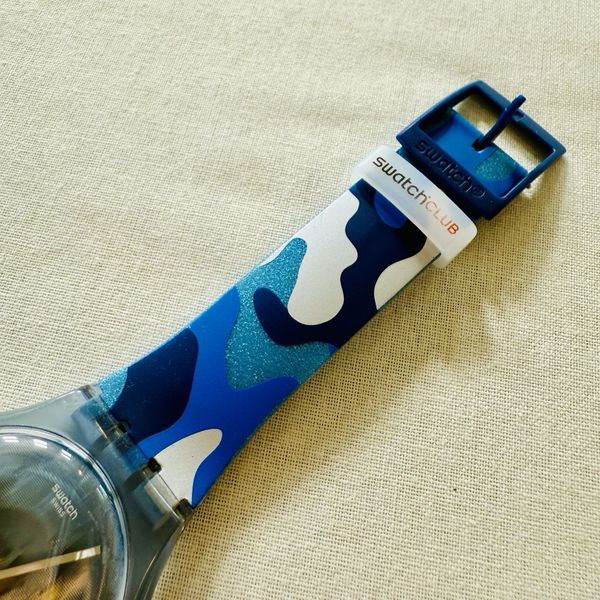 Swatch Watch Custom CLUB Blue Camo Pattern 41mm | WatchCharts Marketplace