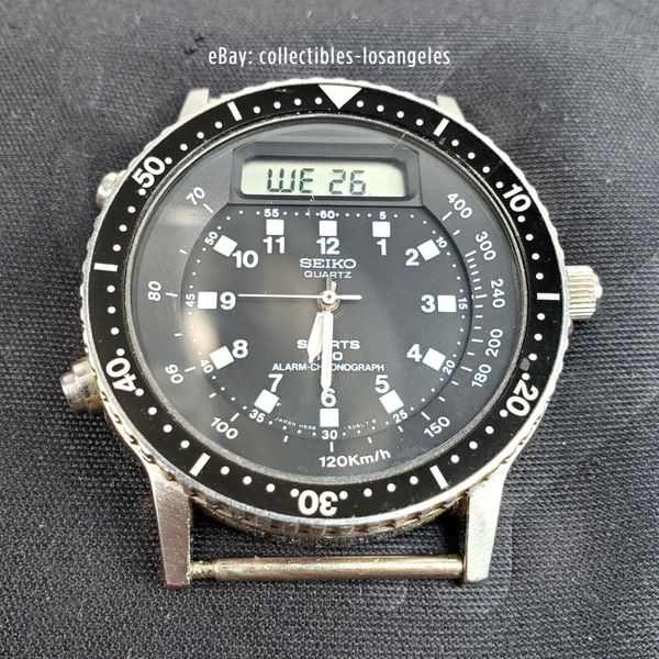 Vintage Men's Seiko H556-5029 Quartz Alarm Chronograph Sports 100 Watch ...