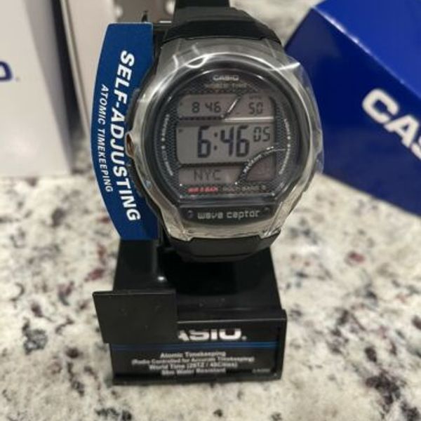 Casio Wave Ceptor Men's Quartz World Time Black Resin 50 Mm Watch WV58R ...