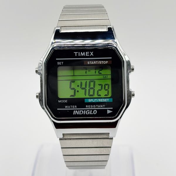 Timex Indiglo Men's Digital Watch T78587 Silvertone Expansion Band, New ...