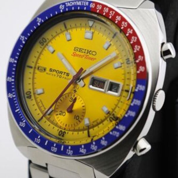 Seiko Pogue Pepsi - Speed Timer" Yellow Dial " automatic watch- 6139 ...