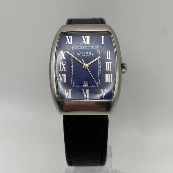 Rotary Gents Tank / Rectangle Case Watch Quartz Blue Dial 30mm WORKING ...