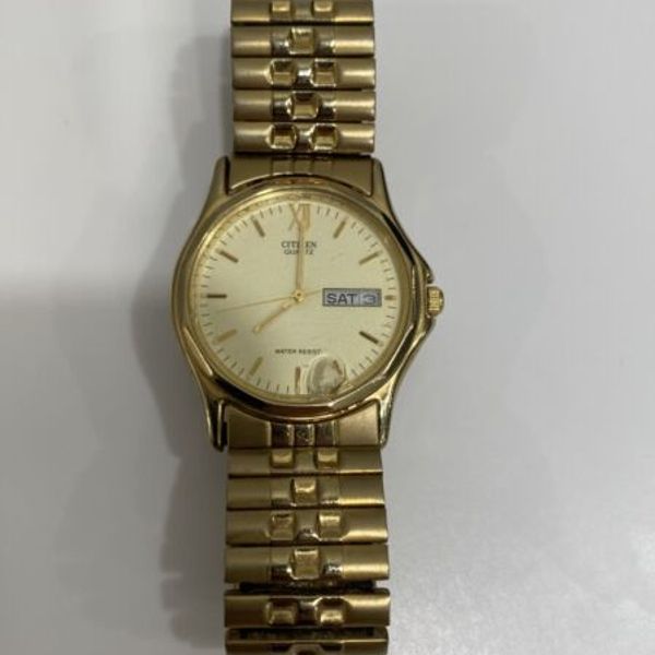 Vintage Citizen 5500-S24485 Gold Tone Day Date Watch NOT WORKING FOR ...