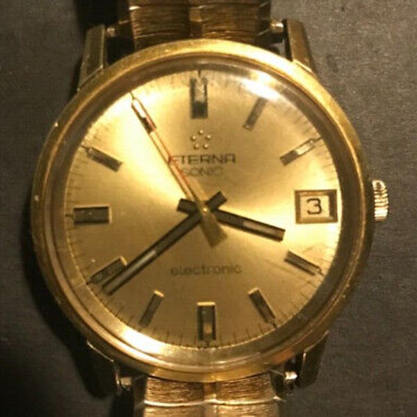Eterna Sonic 1550 Movement 9126 Gold Tone Men's Wristwatch Swiss ...