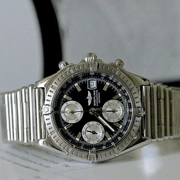 Breitling Chronomat Black Dial Silver Sub dials Bullet Steel Bracelet ...