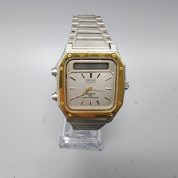 Vintage Seiko Sports 100 Watch Men Two Tone Analog Digital Alarm Chrono PARTS | WatchCharts ...