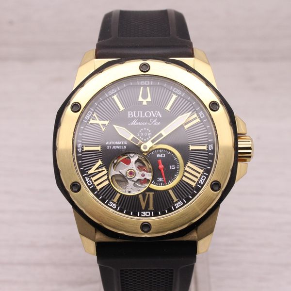 Bulova Marine Star 200m Mens Watch Automatic 21 Jewels 98A272 Silicon ...