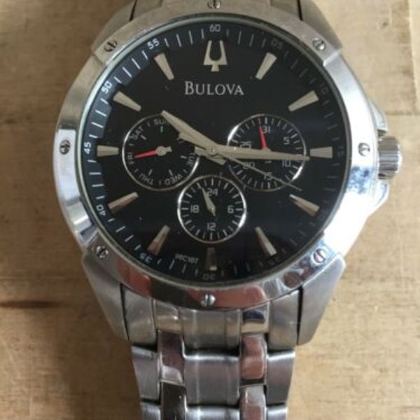 Bulova C860841 Men's Stainless Steel Black Pattern Dial Chronograph ...