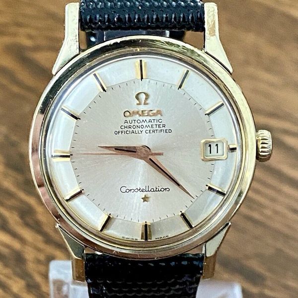 1968 Omega Constellation Pie Pan 168.005 Cal. 564 14K Gold Capped Dog Leg Lug | WatchCharts ...