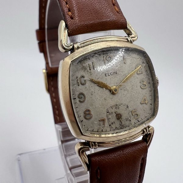 Vintage 1940â s Elgin Hinged Lugs 10K Gold Filled Menâ s Watch Classy ...