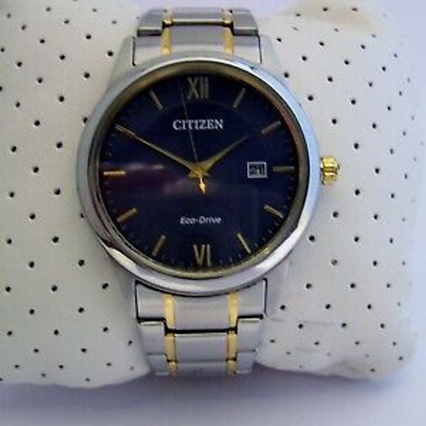 CITIZEN ECO DRIVE WATCH MENS J810 S097223 STAINLESS STEEL GOLD BLUE ...