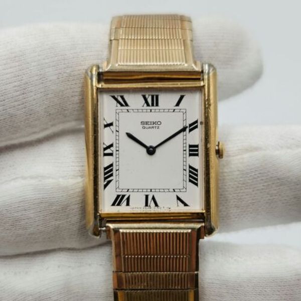 Seiko "Tank" Men's Gold Tone w/ White Dial Quartz Watch - FOR PARTS ...