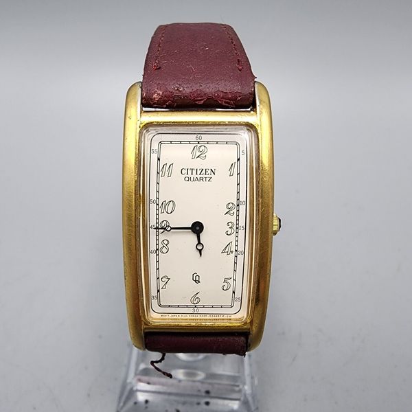 VTG Citizen CQ Tank Watch Men Gold Tone White Dial 22mm Rectangle New ...
