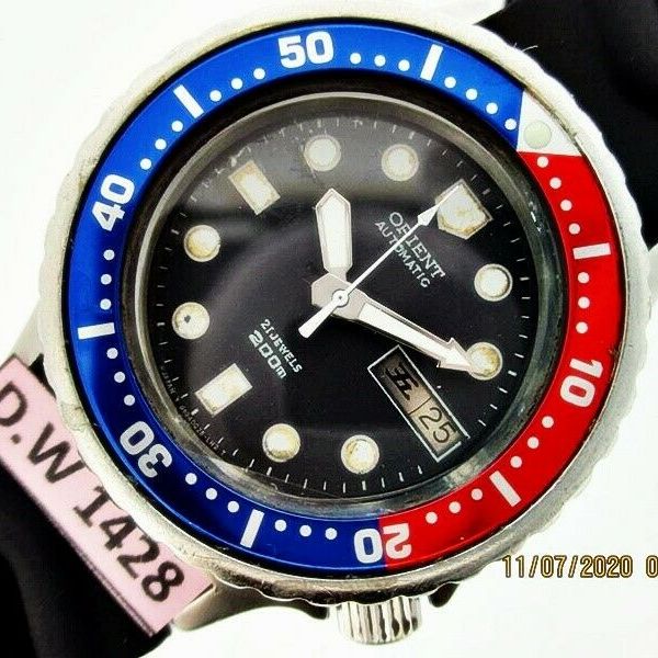 CHUNKY ORIENT DIVER DAY DATE AUTO PEPSI #469DG2-60 CA SS MIDSIZE DW1428 ...