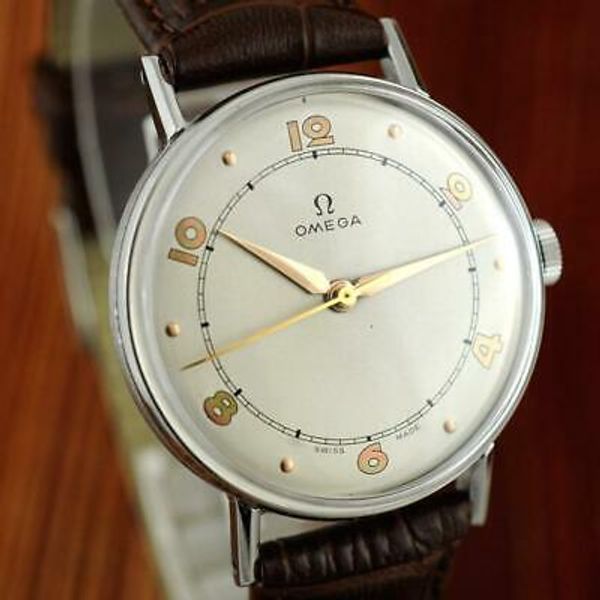 ORIGINAL OMEGA 1940'S WWII MANUAL WIND STEEL VINTAGE GENTS WATCH REF ...