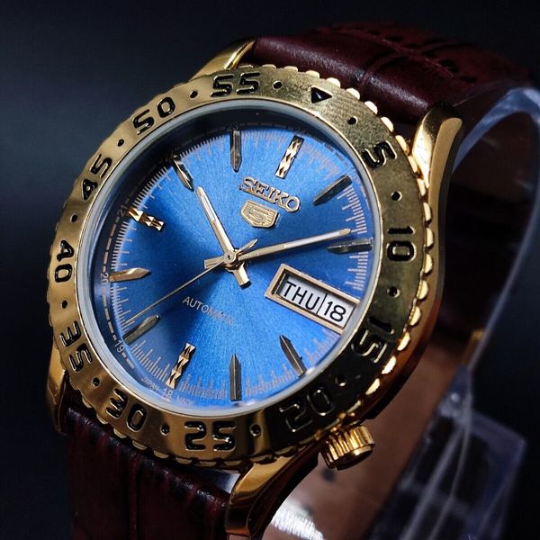 Seiko 5 Automatic Blue Dial Gold Plated Men's Wrist Watch ref.6309- 17 ...