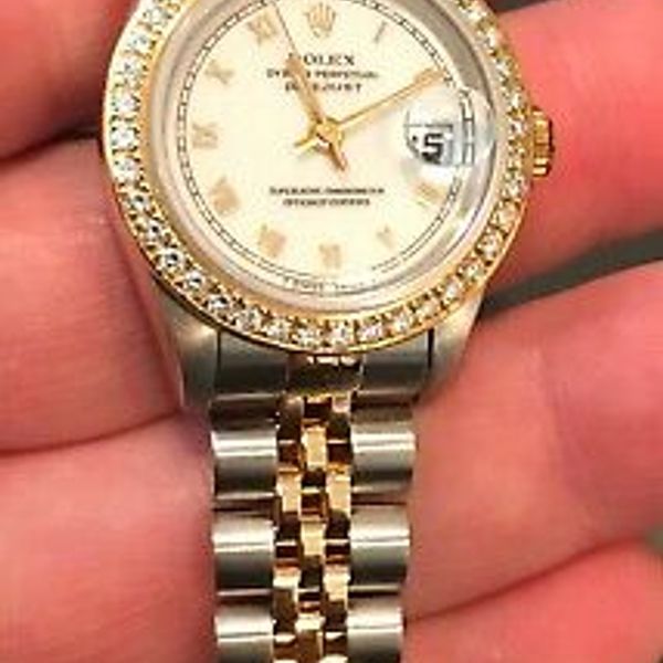 ROLEX LADIES 2 tone DATEJUST 69173 18K/SS Jubilee Band Diamond Bezel ...