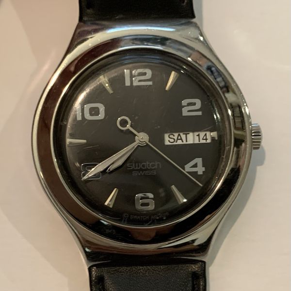 SWATCH Irony 2005 stainless steel Swiss watch SR626SW day date black ...