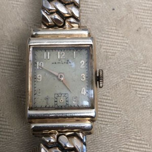 VINTAGE HAMILTON 14K GOLD FILLED MECHANICAL SQUARE FACE MENS WATCH S&W ...