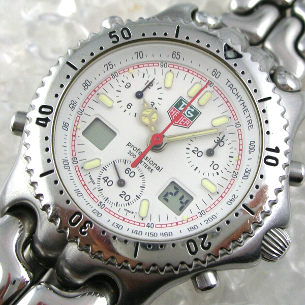 TAG HEUER SEL.s/el, CHRONOGRAPH 1/100,WHITE SENNA with new battery ...