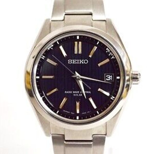 Seiko Brightz SAGZ083 Men's Solar Radio Quartz Watch Titanium Sapphire ...