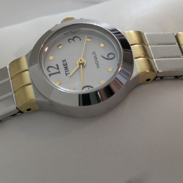 Timex Watch Indiglo Two Tone Quartz Analog Women's Sz 6.5" Works New ...