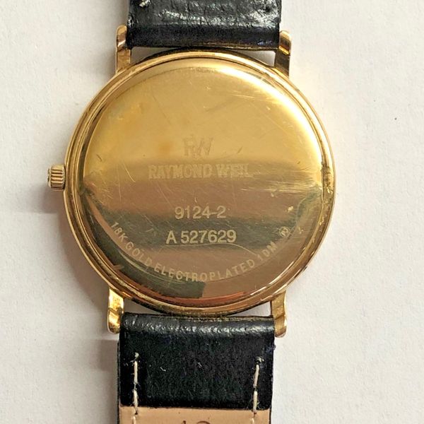 RAYMOND WEIL GENEVE 18K GOLD PLATED MENS DATE WATCH, MODEL 9124-2, NEW ...