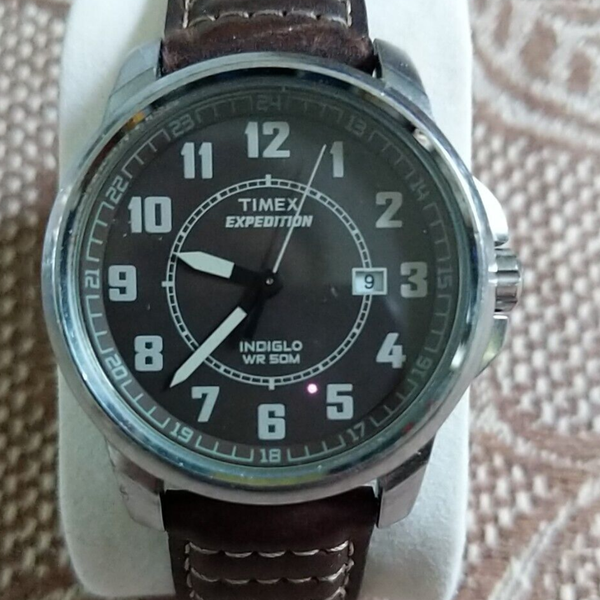 Men's Timex Expedition 905 Y2 Brown Dial 40mm Brown Leather Strap WR50M ...