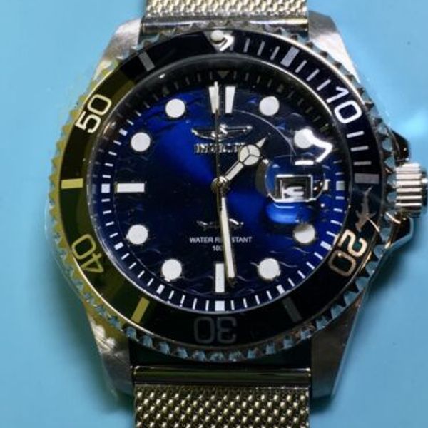 INVICTA PRO DIVER 43MM SHARK BLUE DIAL CHANGEABLE BANDS STAINLESS MESH ...