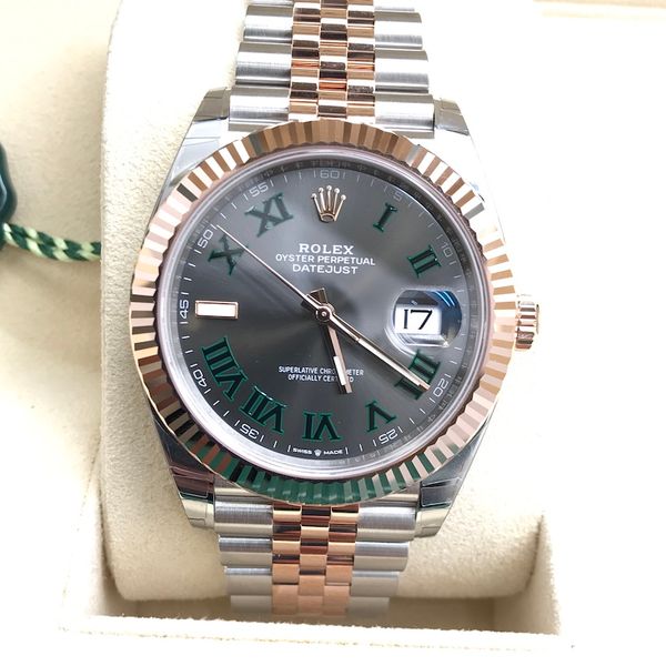 BNIB Rolex Steel and Everose Rolesor Datejust 41mm-Fluted Bezel-Gray ...