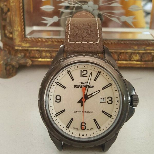 TIMEX Expedition 905 WW Indiglo WR 50m ATM - Brown Leather Strap Watch ...