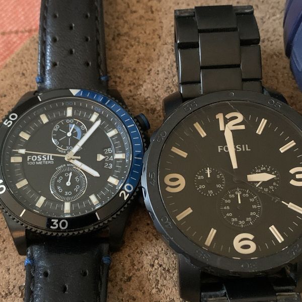 3 Watches Fossil Nate 50mm Casio G Shock Chronograph World Time Black ...