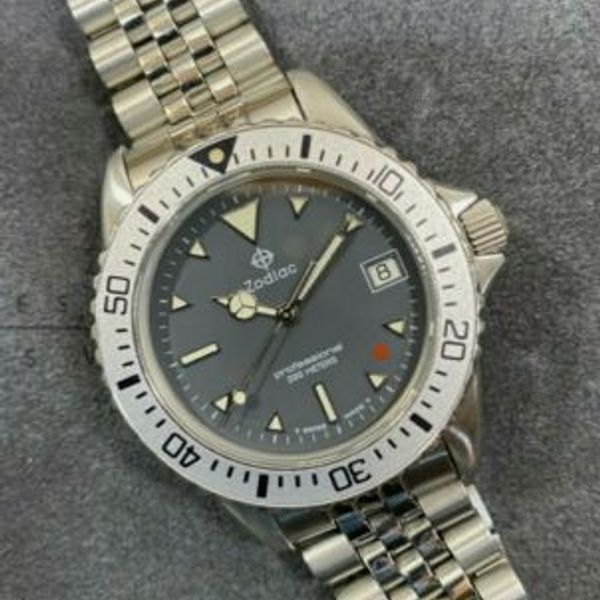 Vintage Zodiac Red Dot 1000 Gray Dial Tag Heuer Submariner Style Dive ...