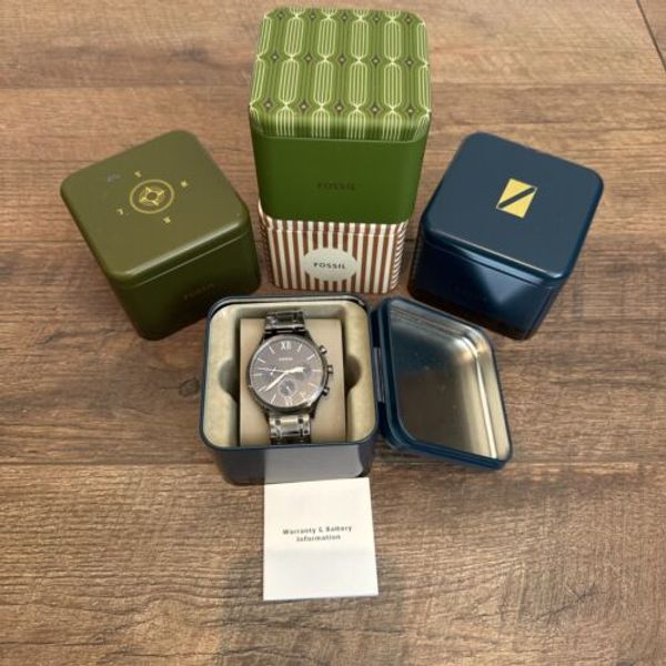 Fossil Mens Fenmore Midsize Multifunction Smoke Stainless Steel Watch ...