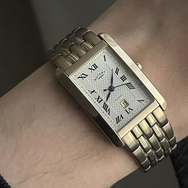 Rotary Tank Classic Mens Vintage Dress Watch Gold Tone Quartz Date ...