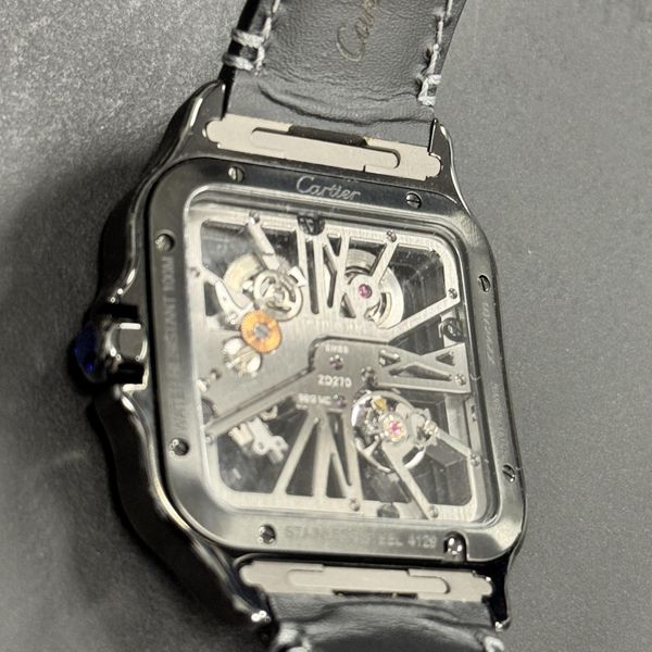[WTS] Cartier Santos Skeleton Large DLC Stainless Steel Alligator Strap ...