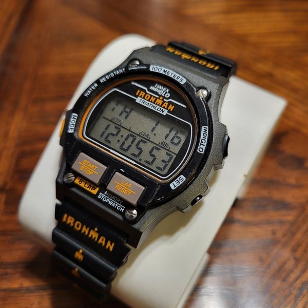 Vintage 90s Timex Iron Man Triathlon Mens Indiglo Digital Chronometer ...