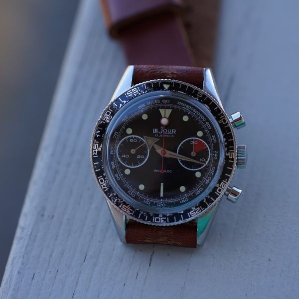 FS: 1960'S LEJOUR FAT BROAD ARROW 2 REGISTER VINTAGE CHRONOGRAPH ...