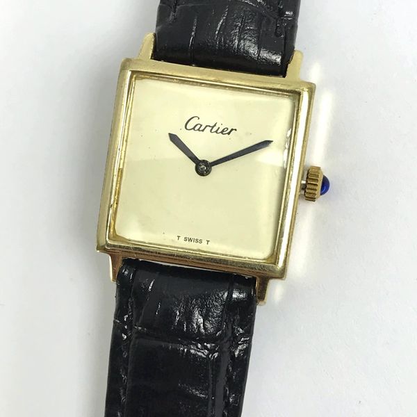 VINTAGE 70's CARTIER SQUARE WOMEN'S PRE-MUST 18K GOLD PLATED 22MM REF ...