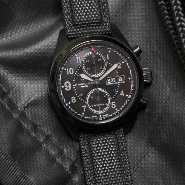 Hamilton Jack Ryan Khaki Field Day/Date Automatic Black Dial Chrono ...