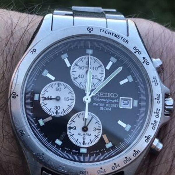 Vintage Seiko Quartz Alarm Chronograph 7T62-0CM0 Reverse Panda Speedmaster | WatchCharts Marketplace