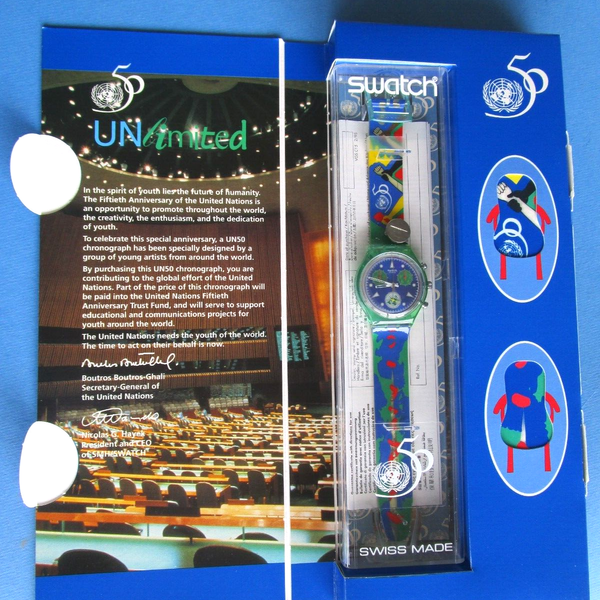 Swatch United Nations 50Th Anniversary Limited Edition Chronograph ...